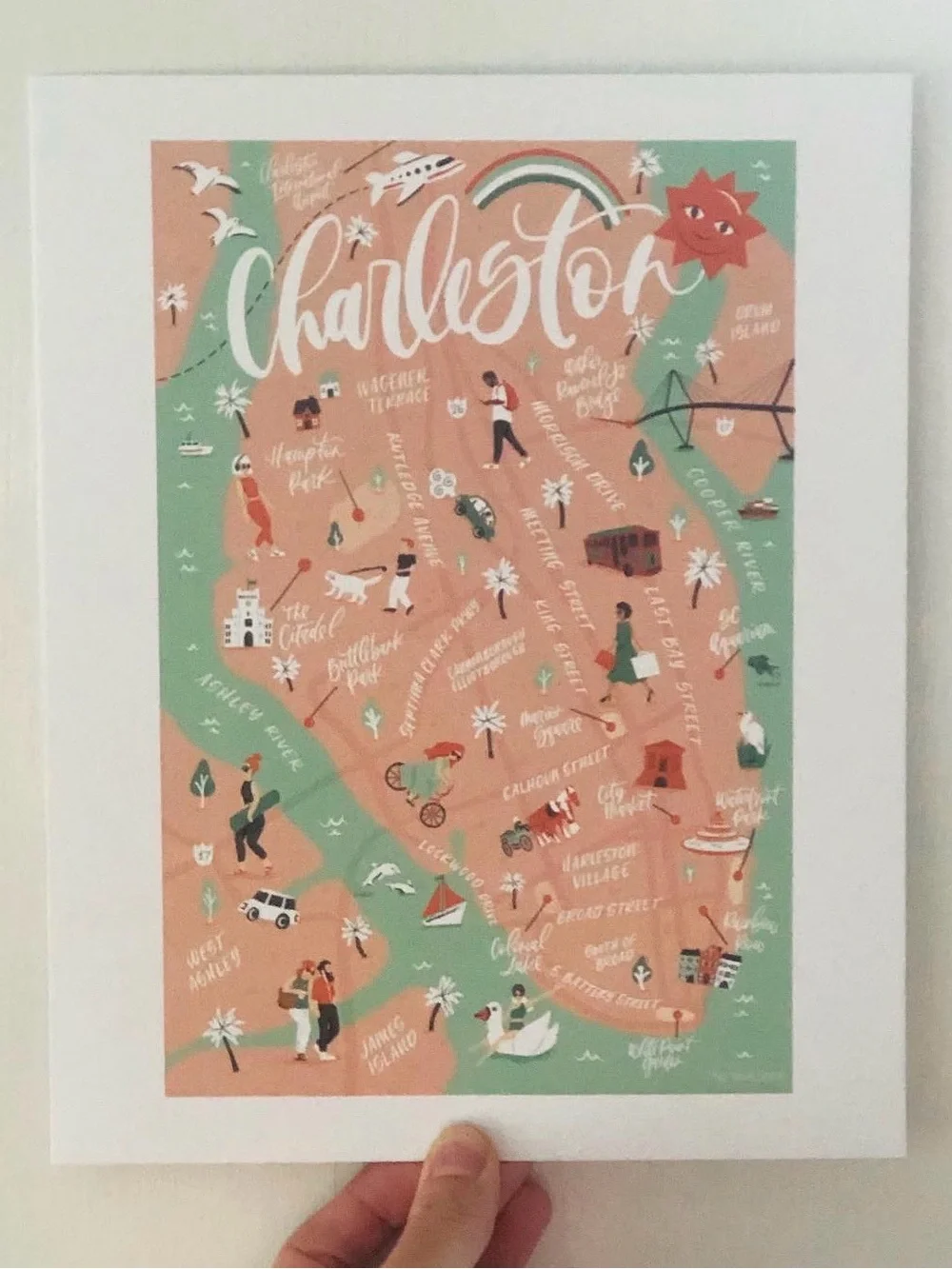 The Town Serif | Art | Charleston Sc Illustrated Map Art Print The Town ...